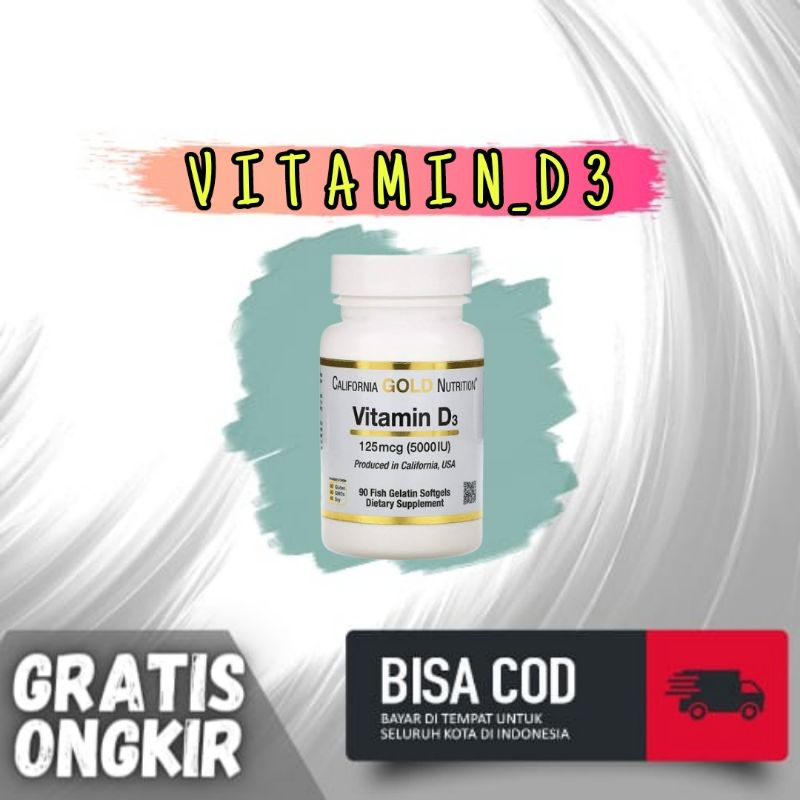 Jual Vitamin D3 Vit D-3 5000IU 90 Softgels California Gold Nutrition ...