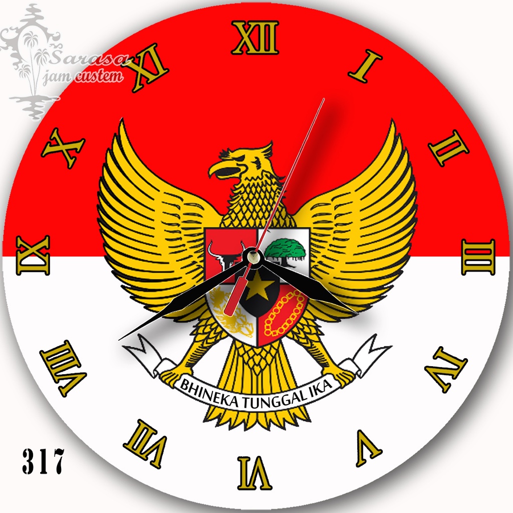 Jual JAM DINDING CUSTOM GARUDA PANCASILA MERAH PUTIH COCOK UNTUK HIASAN ...