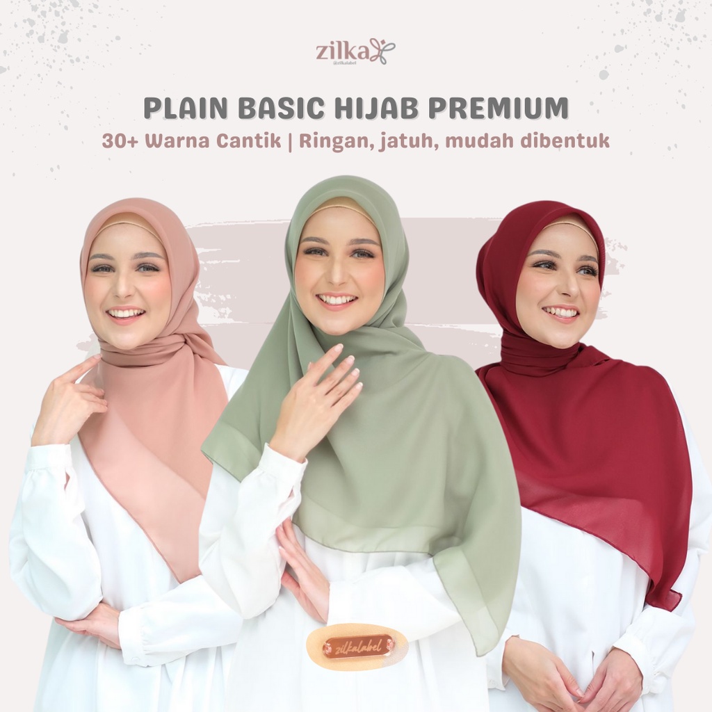 Jual PLAIN BASIC HIJAB / Bella Square Premium / Hijab Segi Empat Jahit Tepi / Jilbab Polycotton ...