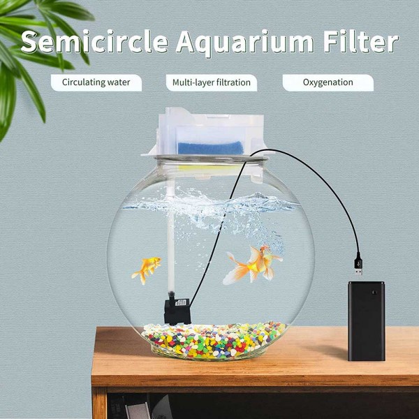 Jual Filter Aquarium Bulat Fish Bowl 3 Stage Sponge Semi circular ...