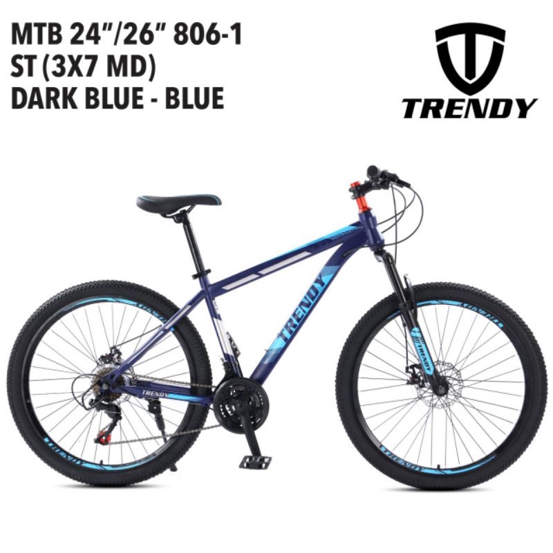 Jual Sepeda gunung Mtb Trendy uk 24-26inch speed 21 rem cakram depan belakang | Shopee Indonesia