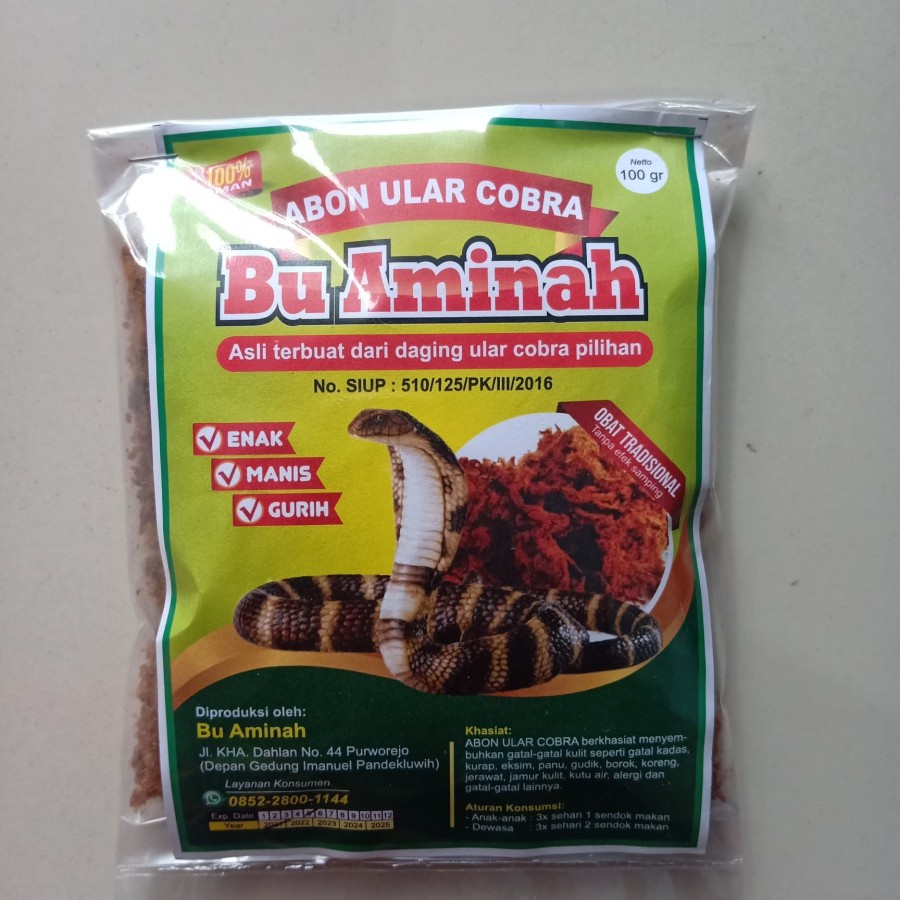 Jual Abon Ular Cobra Asli 100 gram Obat Jerawat Jamur Kulit Kutu Air ...