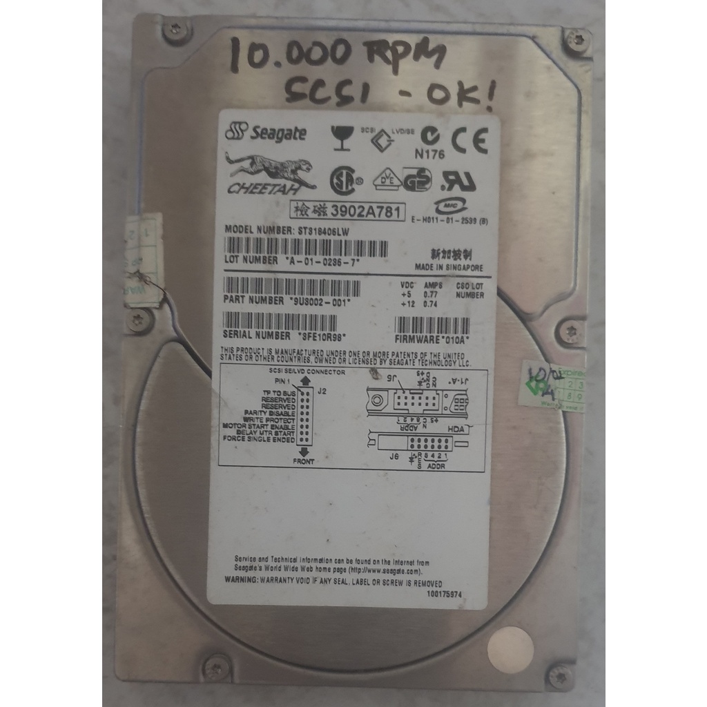 Jual SEAGATE ST318406LW Seagate 18.2GB ULTRA 3 10k 68-Pin SCSI walt ...