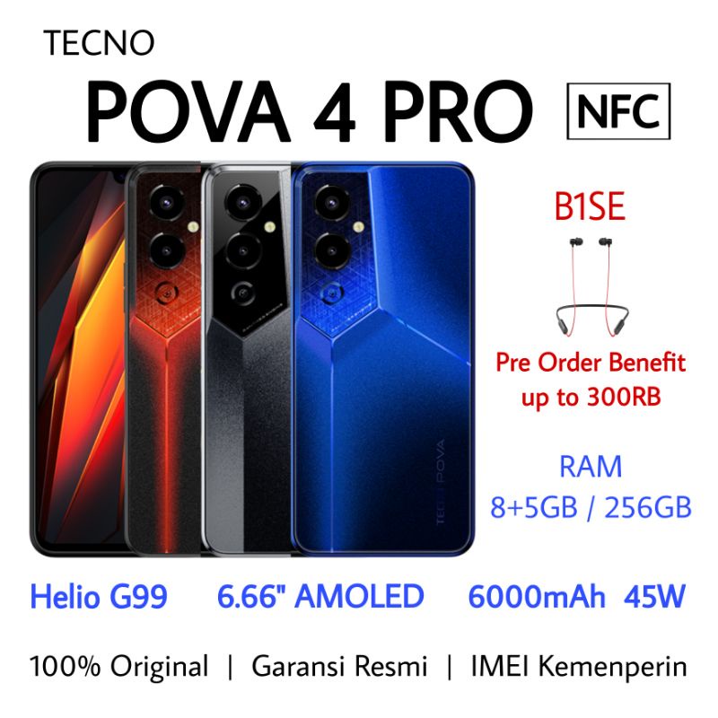 Jual Tecno Pova 4 pro NFC ram 8+5gb/256 Helio G99 flashcharge 45W ...
