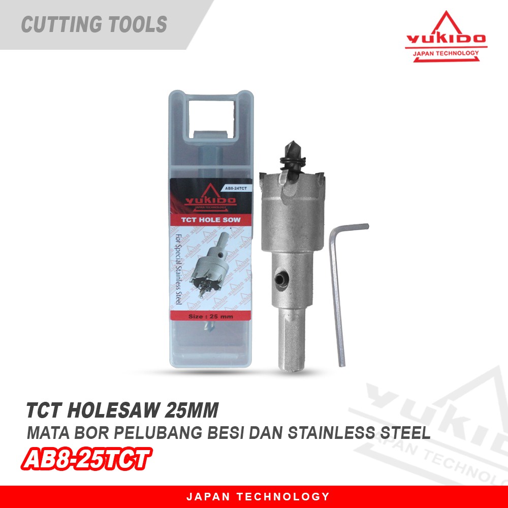 Jual Mata Bor Hole Saw besi 25 mm TCT Yukido HoleSaw HSS Carbide untuk ...