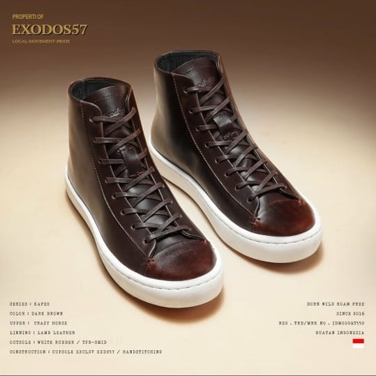 Jual Sepatu Sneaker Kulit Pria - Exodos57 - Kofes - Dark Brown | Shopee ...