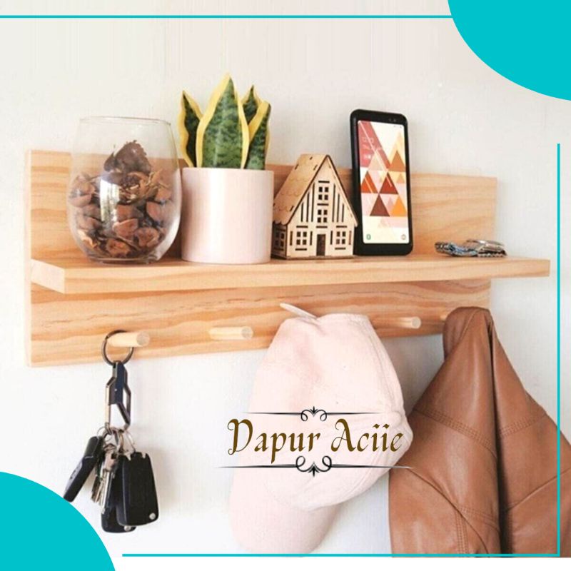 Jual Rak Dinding Rak Tempel Tempat Gantungan Kunci Buku Baju Rak Kayu ...