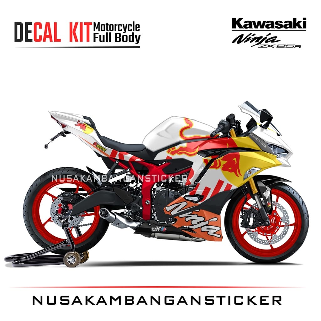 Jual Stiker Decal Motor Kawasaki Ninja ZX 25R Full Body Banteng Putih ...