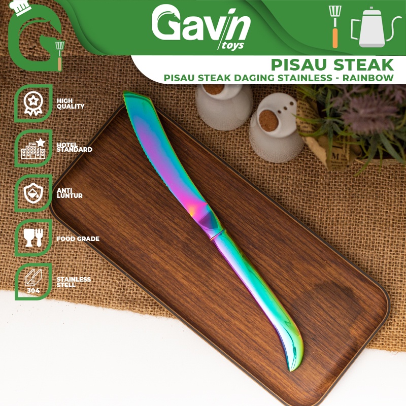 Jual Pisau Makan Steak Rainbow Stainless Knife Steak Hotel Cafe Cutlery ...