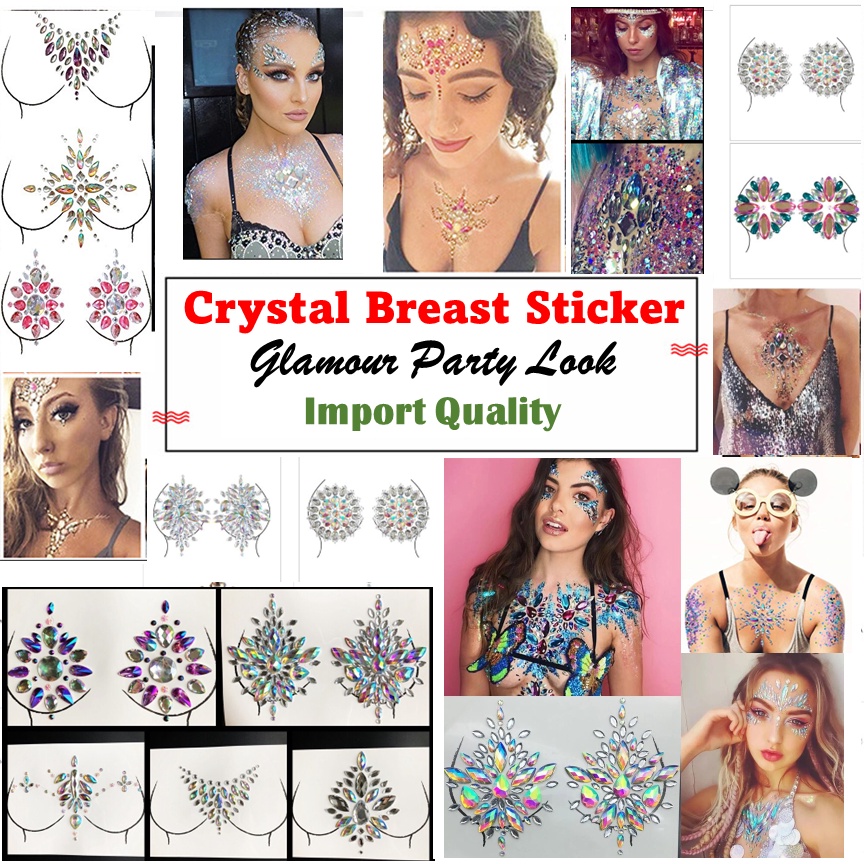 Jual Rhinestones 3D Breast Sticker / Crystal Diamonds Stiker Payudara ...