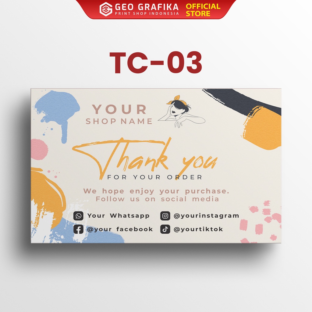 Jual Thank You Card / Kartu Ucapan Terima Kasih Aesthetic Online Shop Custom Free Desain - Geo ...