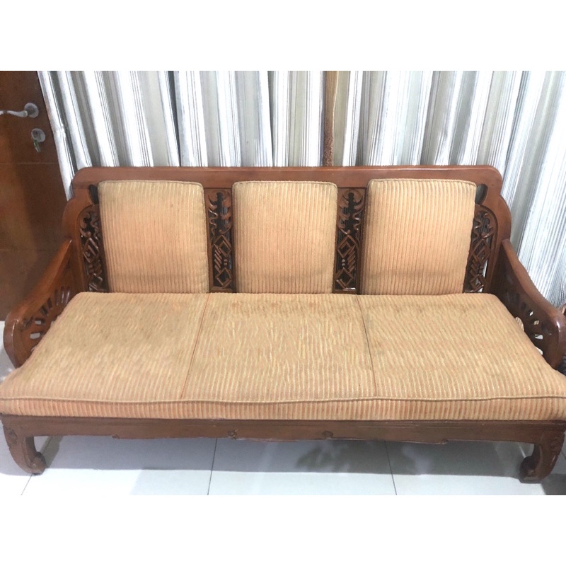 Jual Set Sofa Kayu Jati 5 Seater Dudukan (3 + 1 + 1) | Shopee Indonesia