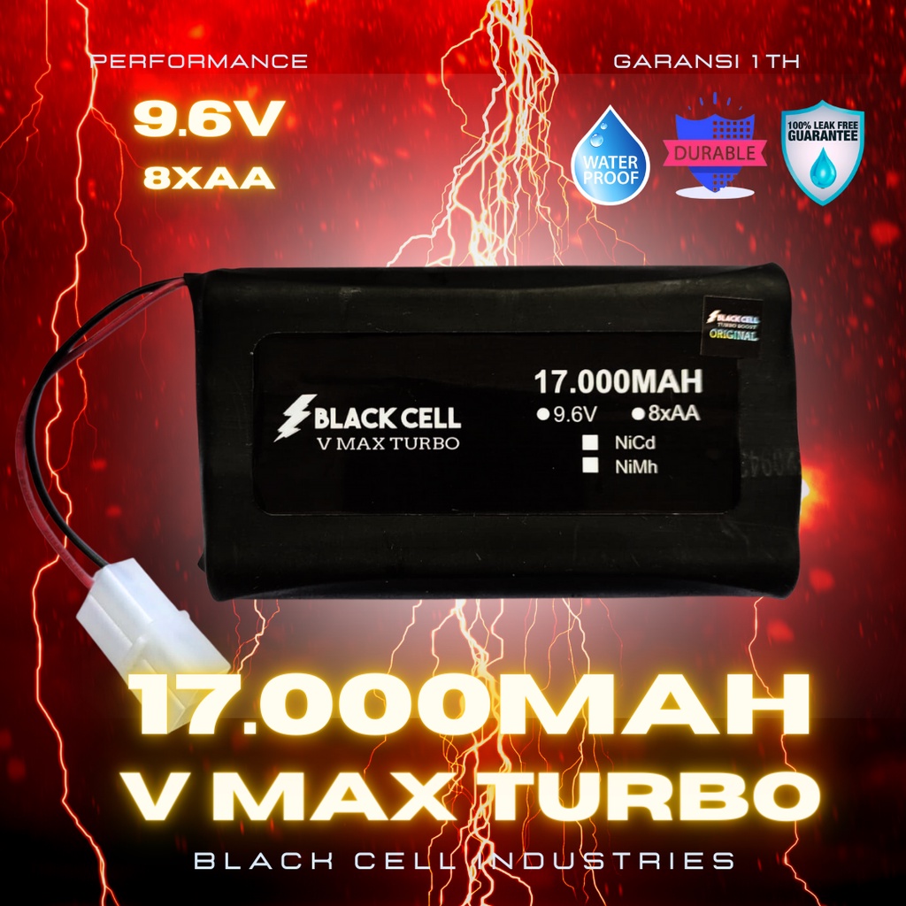Jual RC Upgrade Battery BLACK CELL V-MAX TURBO 17000MAH 9.6V 4x2AA Ni ...