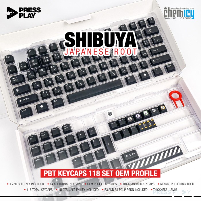 Jual PRESS PLAY SHIBUYA JAPANESE ROOT PBT KEYCAPS 118 SET OEM PROFILE ...