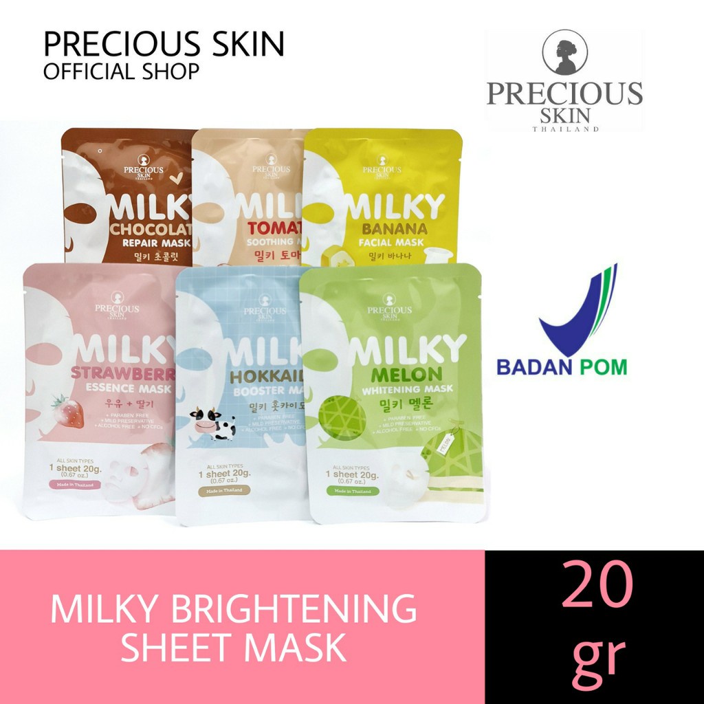 Jual Precious Skin Thailand Milky Brightening Sheet Mask Series, Masker ...