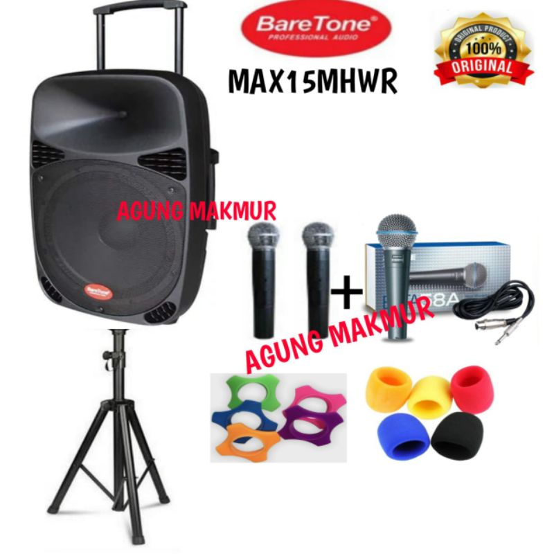 Jual Speaker Portable Amplifier Wireless BareTone MAX15MHWR 15 inch ORIGINAL GARANSI- Baretone ...