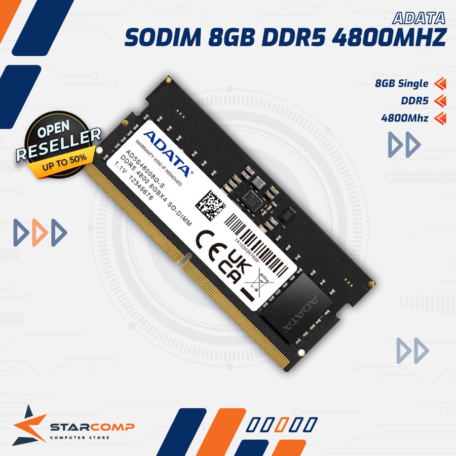 Jual ADATA DDR5 8GB 4800MHz SINGLE SODIMM | Memory Laptop DDR5 4800 | Shopee Indonesia