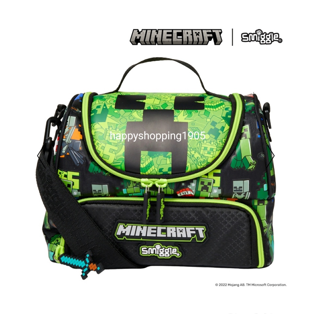 Jual Smiggle Minecraft Double Decker Lunchbox With Strap, smiggle mine ...