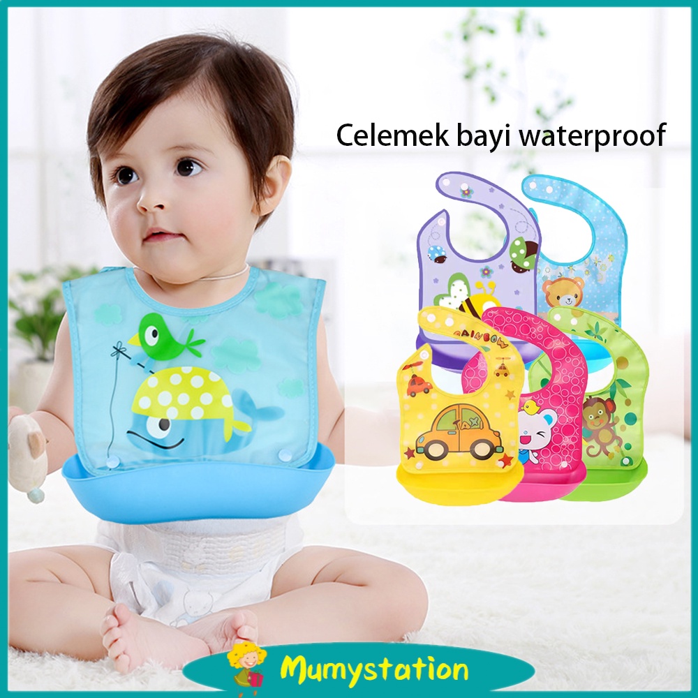 Jual Mumystation celemek makan bayi silikon slabber bayi waterproof EVA ...