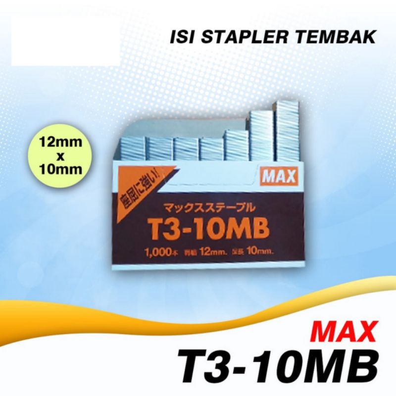 Jual MAX Gun Tacker Refill Isi Stapler Tembak T3-10MB 1 Pak | Shopee ...