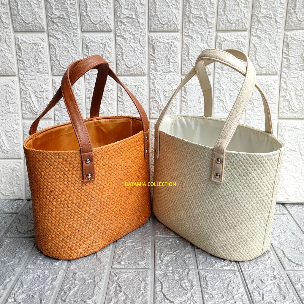 Jual Keranjang Parcel Anyaman Pandan Model Oval Tas Hampers Tali Kulit ...
