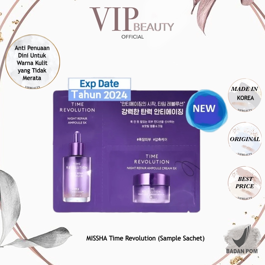 Jual MISSHA Time Revolution Night Repair 1ml Ampoule 5X + 1ml Ampoule Cream 5X (Sample Sachet ...