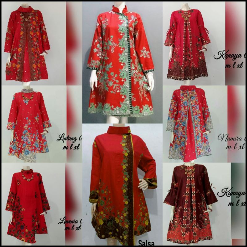 Jual TUNIK BATIK WANITA LENGAN PANJANG/ TUNIK BATIK MERAH UNGGUL JAYA ...