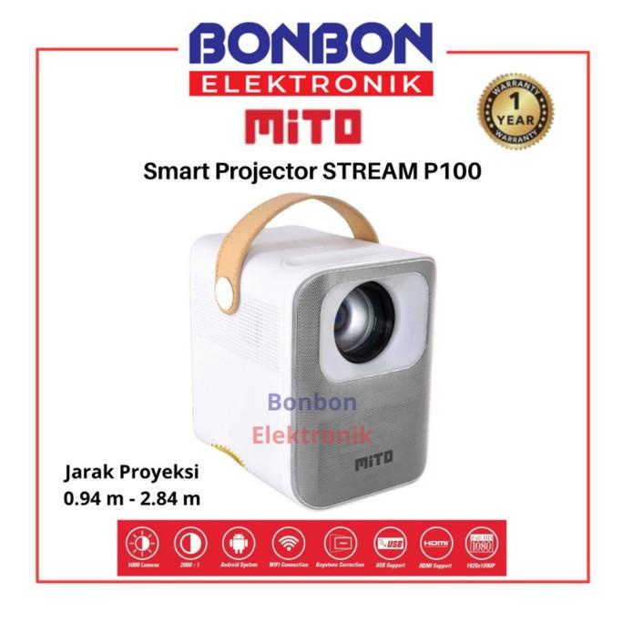 Jual MITO Smart Projector Stream P100 Android 9.0 Wifi Bluetooth Proyektor | Shopee Indonesia