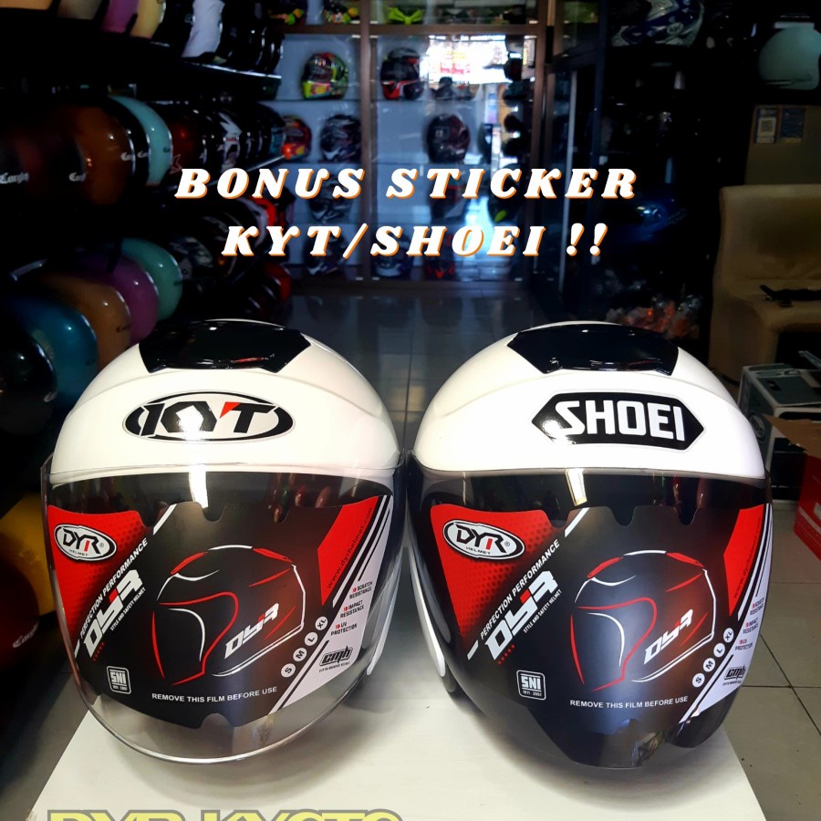 Jual helm KYT kyoto putih half face | Shopee Indonesia