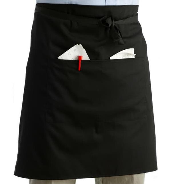 Jual Terpopuler--Celemek Pelayan resto /Apron Half Mini Hitam Premium ...