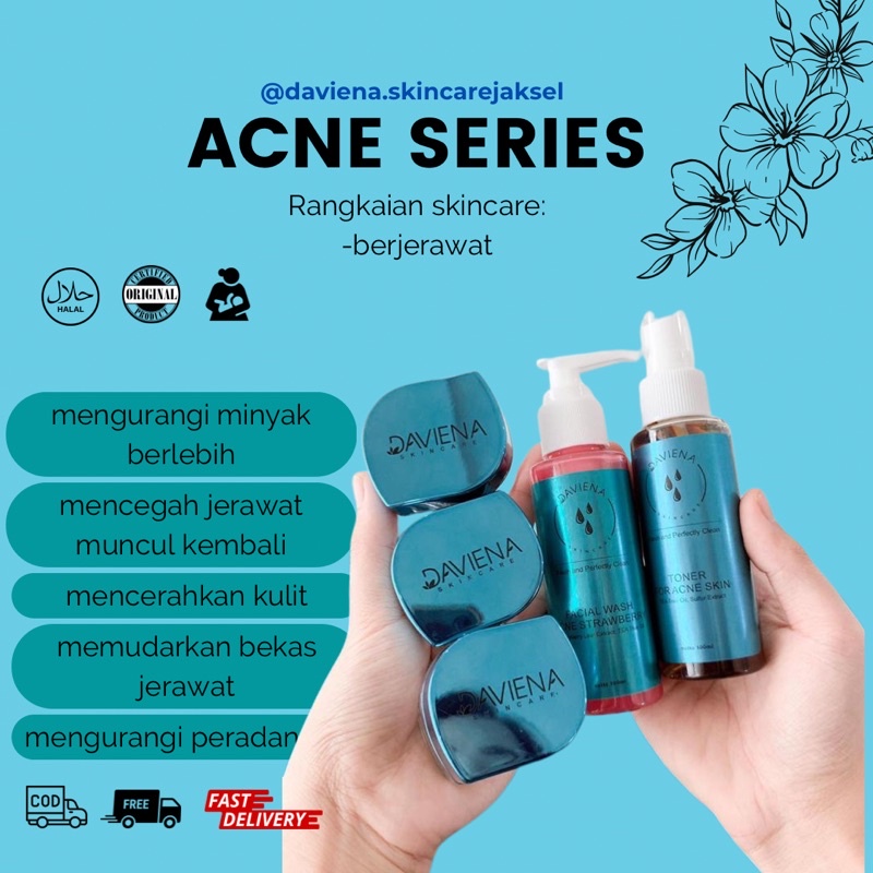 Jual PAKET ACNE SERIES DAVIENA SKINCARE PAKET SKINCARE ANTI JERAWAT ...
