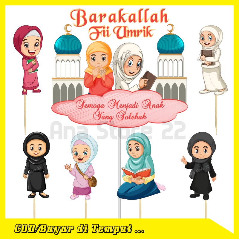 Jual TOPPER CAKE HAPPY BIRTHDAY BARAKALLAH FII UMRIK KUE ULANG TAHUN ...