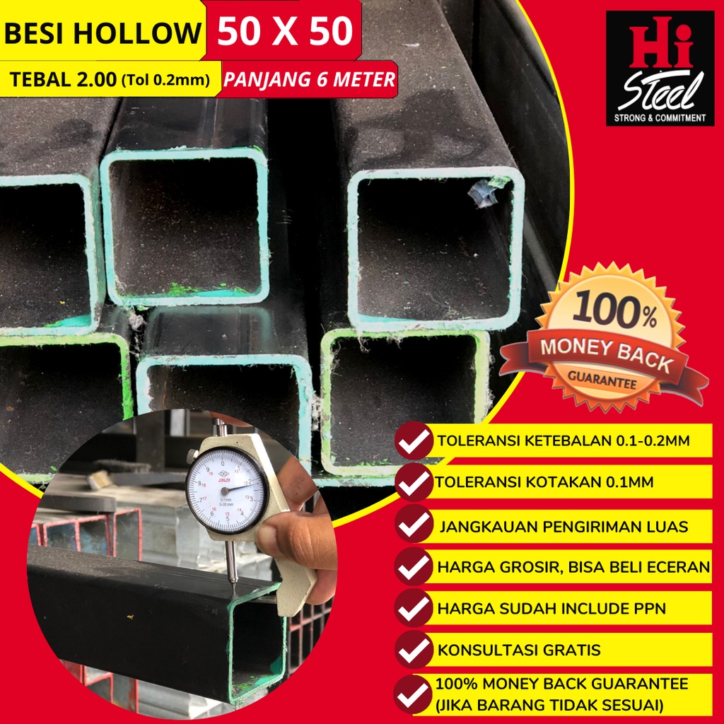 Jual Besi Hollow 50 X 50 X 2.0mm X 6m | Shopee Indonesia