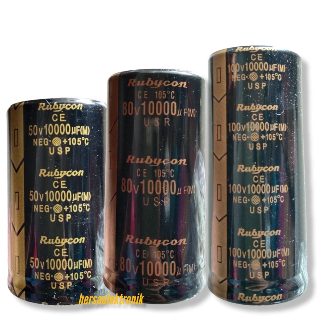 Jual elco rubycon hitam 50v 80v 100v 10000uF | Shopee Indonesia