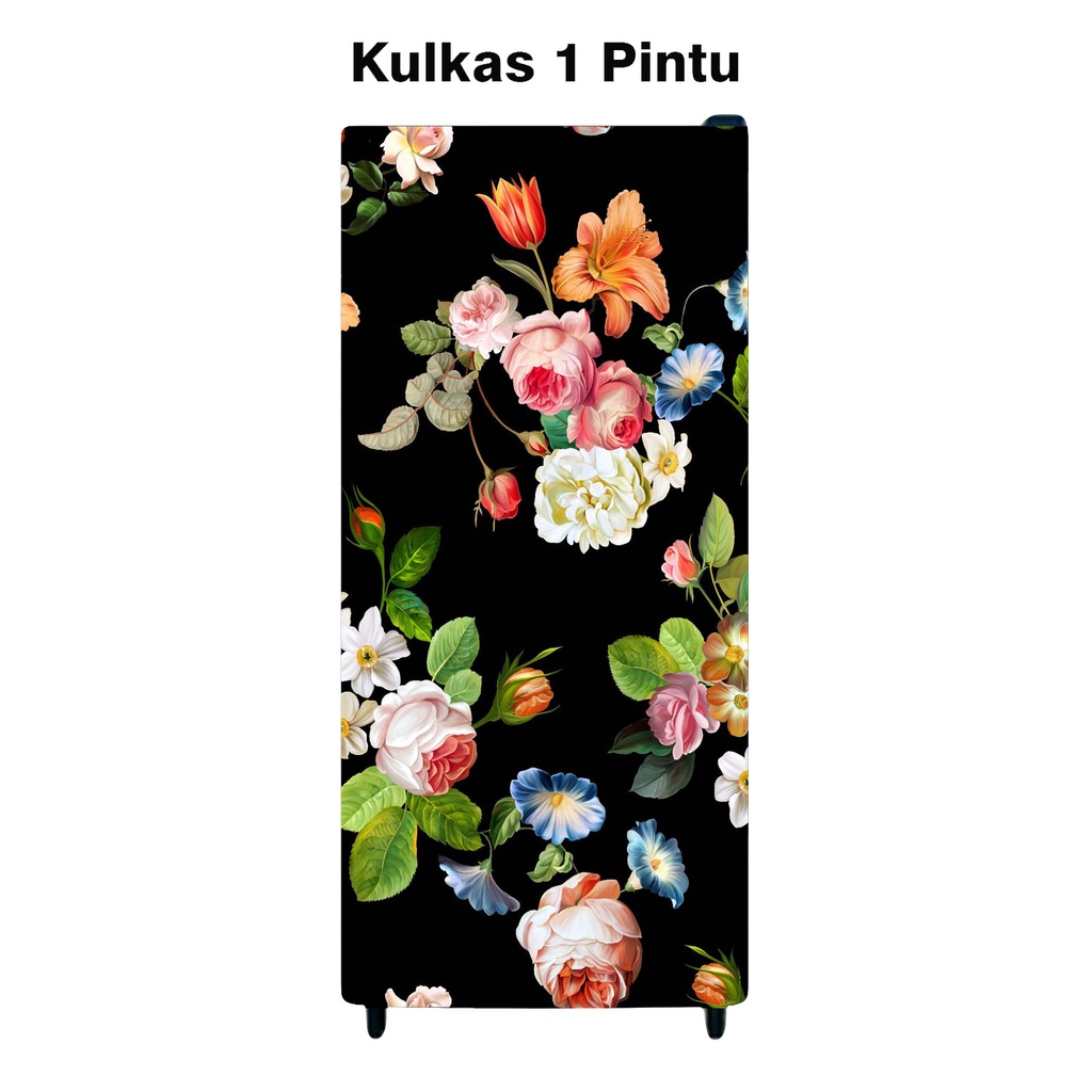 Jual Sticker Kulkas 1 Pintu Motif Bunga & Kupu-Kupu Black Edition ...