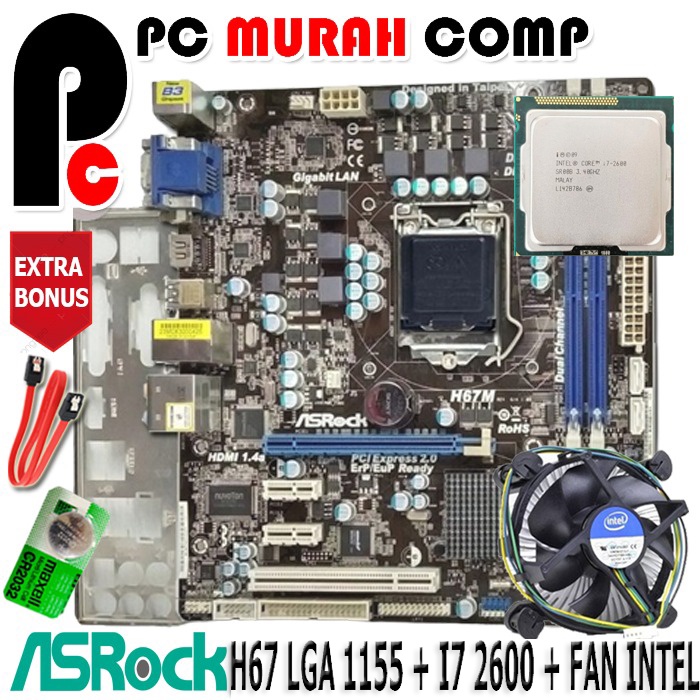 Jual Paket mainboard mobo H67 LGA 1155 +I7 2600 + FAN INTEL | Shopee Indonesia