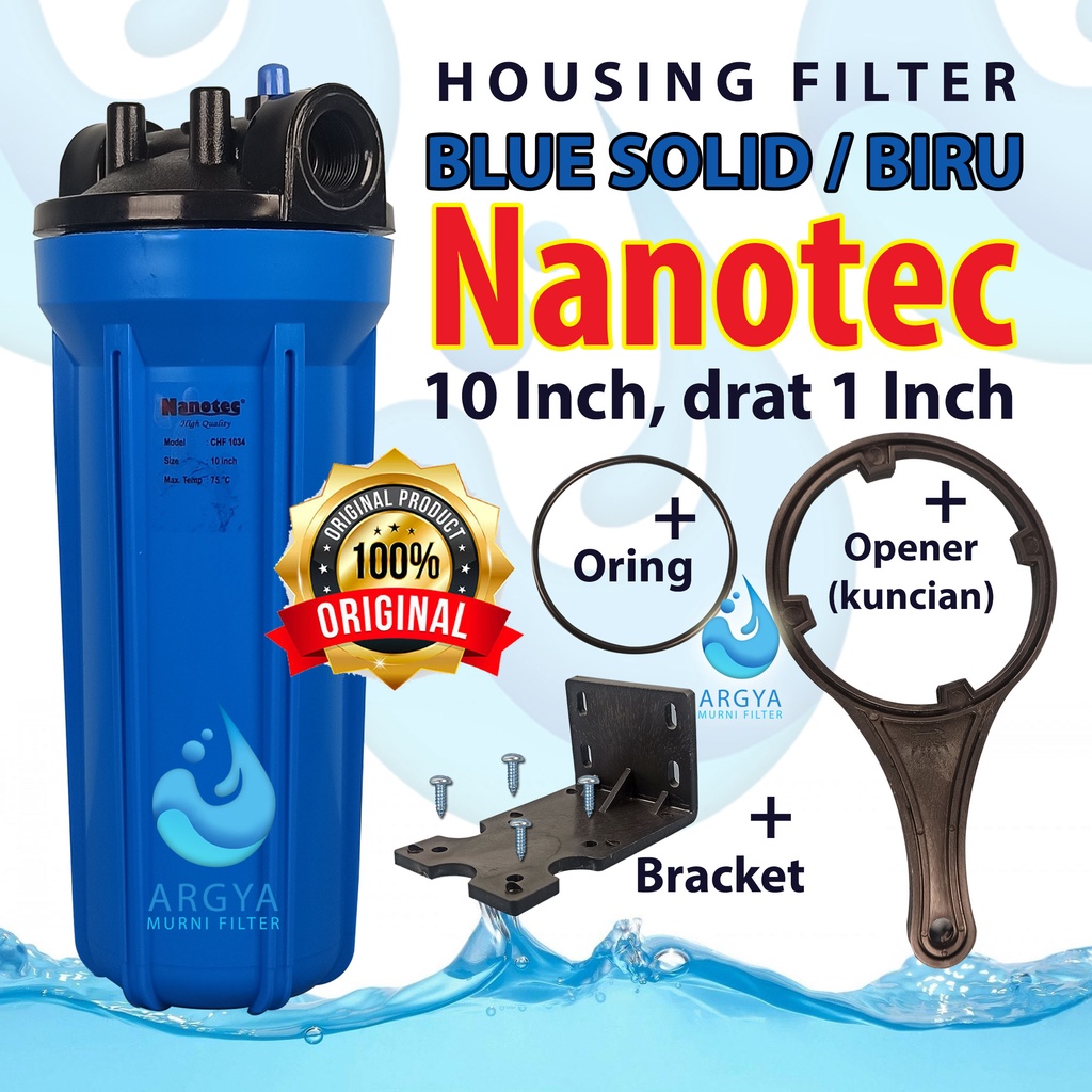 Jual Housing Filter Blue Solid / Biru 10 Inch, Drat In Out 1 Inch ...
