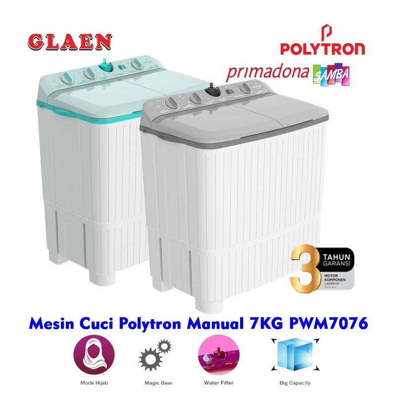 Jual Mesin Cuci 2 Tabung Polytron 7 Kg | Mesin Cuci Twin Tub Polytron ...