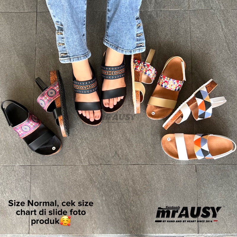 Jual Sandal Cewek Wanita Birken Selop Motif mrAUSY Etnik Slop | Shopee ...