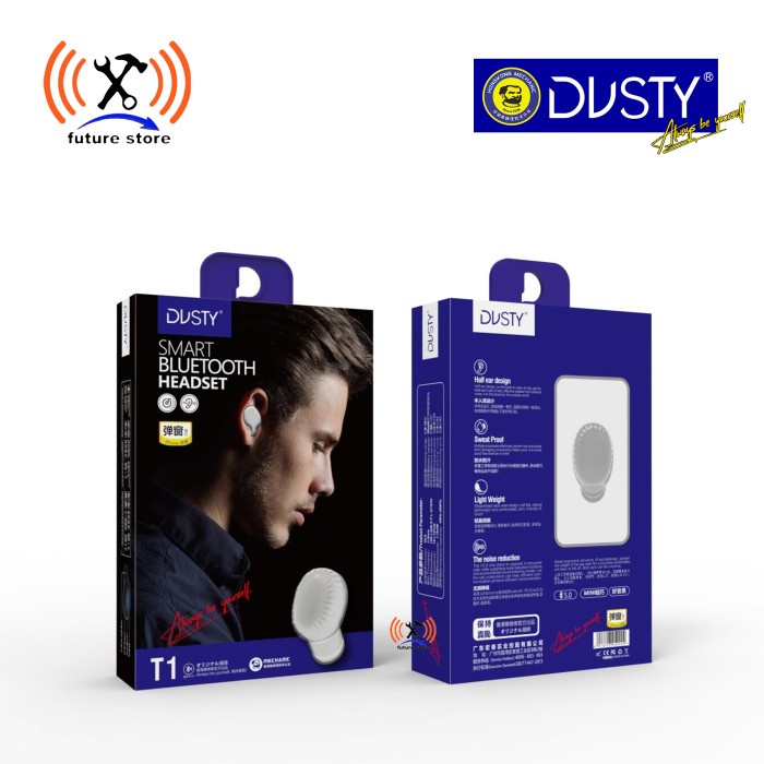 Jual Dusty T01 Earbuds Mono Bluetooth Noise Cancelling White | Shopee ...
