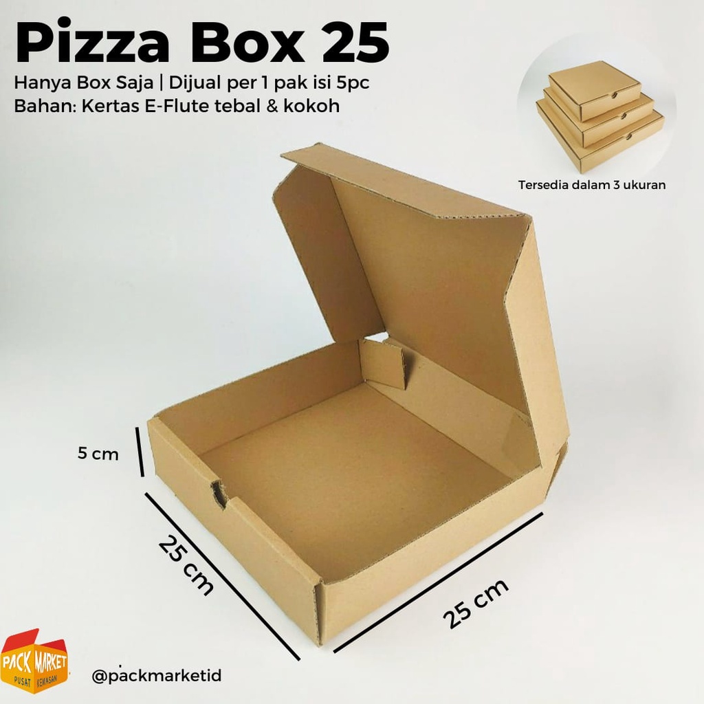 Jual Pizza Box 25x25 (1 pak isi 5pc ) / kardus box pizza tebal/box ...