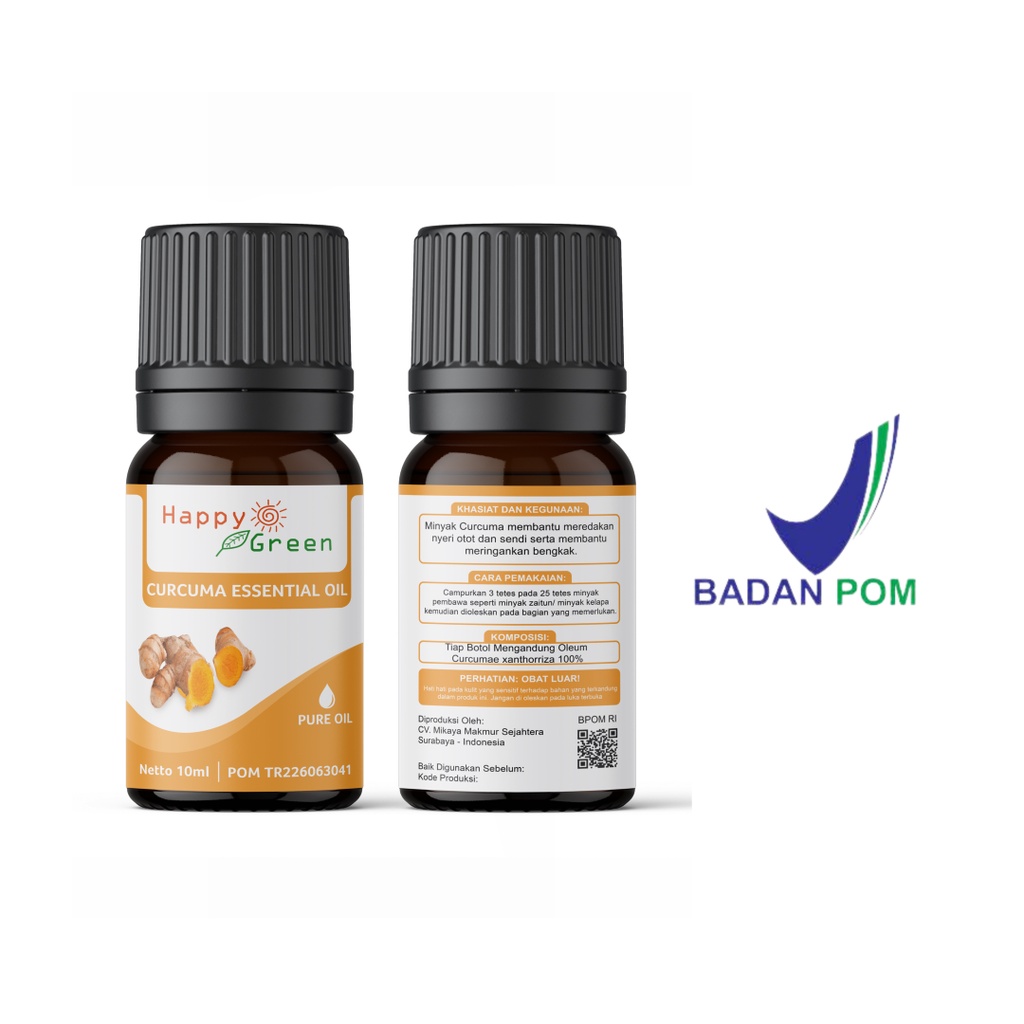 Jual BPOM Approved Happy Green Curcuma Essential Oil - Minyak Temu ...