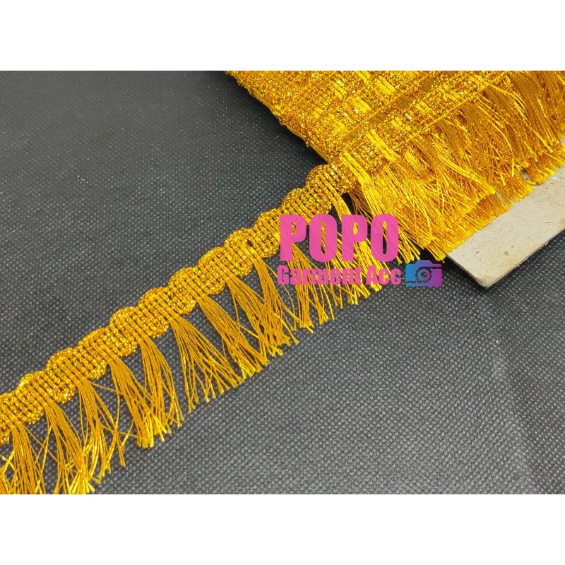 Jual RENDA RUMBAI EMAS 4CM ( ISI:17YARD ) | Shopee Indonesia