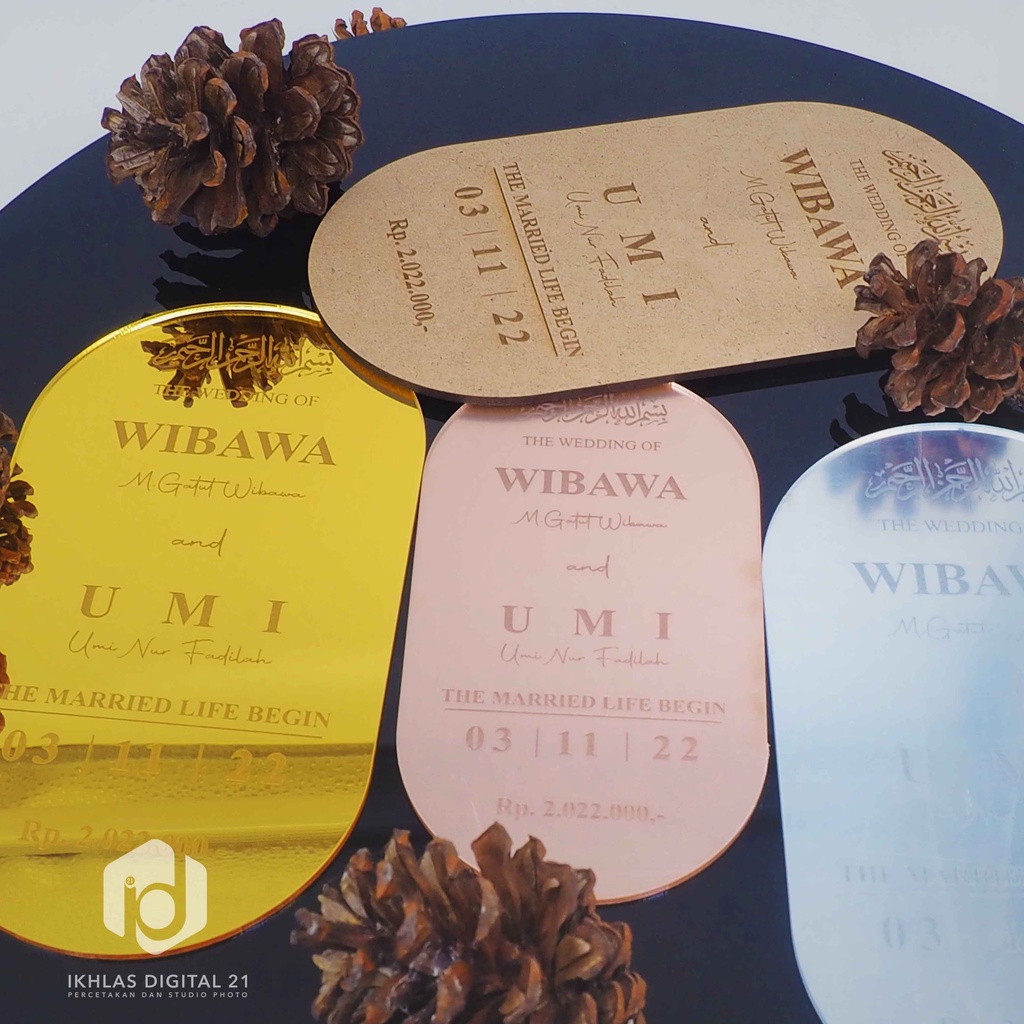 Jual GRAFIR AKRILIK OVAL UNTUK ISIAN MAHAR /SESERAHAN | Shopee Indonesia