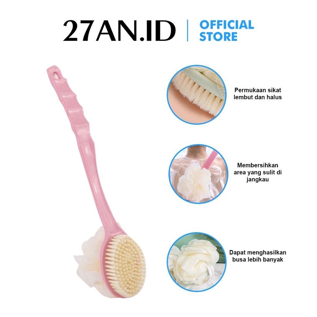 Jual (27AN.ID) Sikat Punggung Badan E357 Shower Puff Mandi 2 IN 1 ...