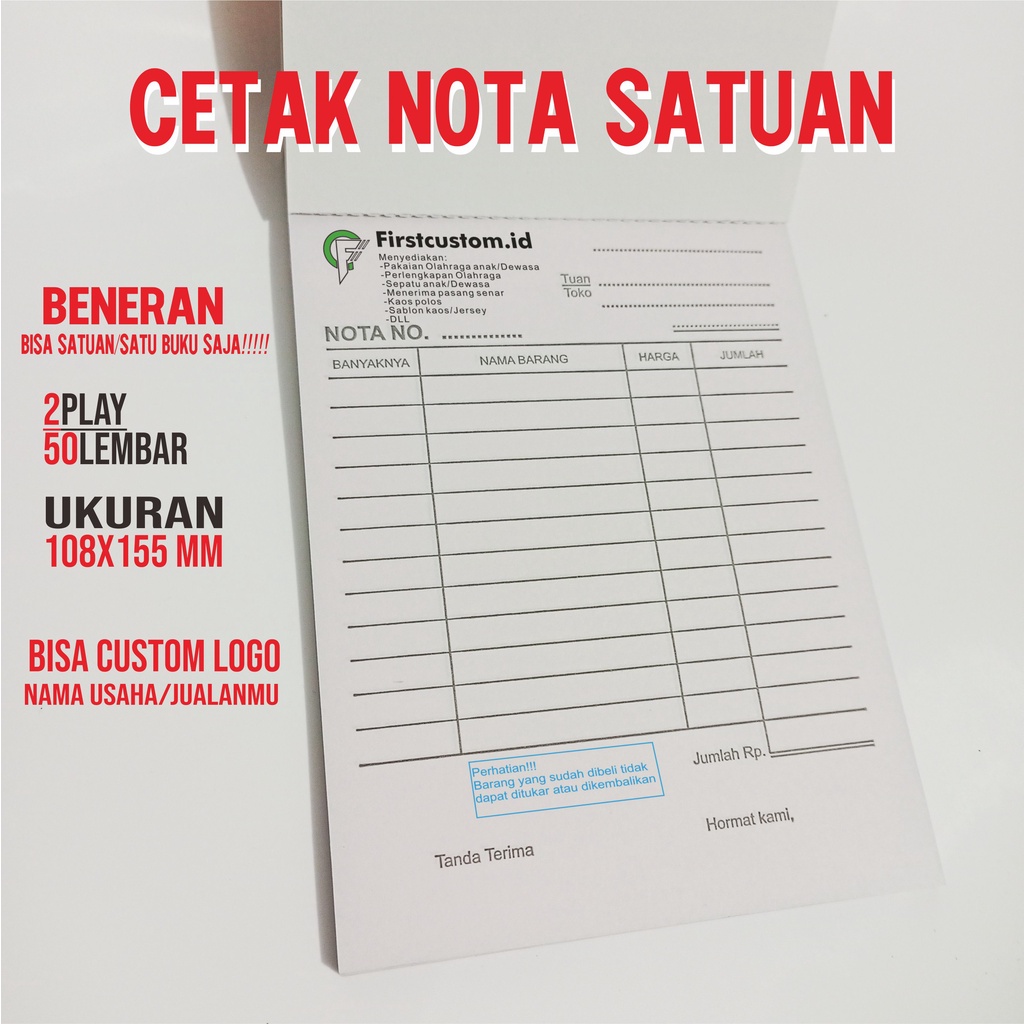 Jual Cetak Buku Nota Satuan Termurah/Cetak Buku nota satu hari jadi ...