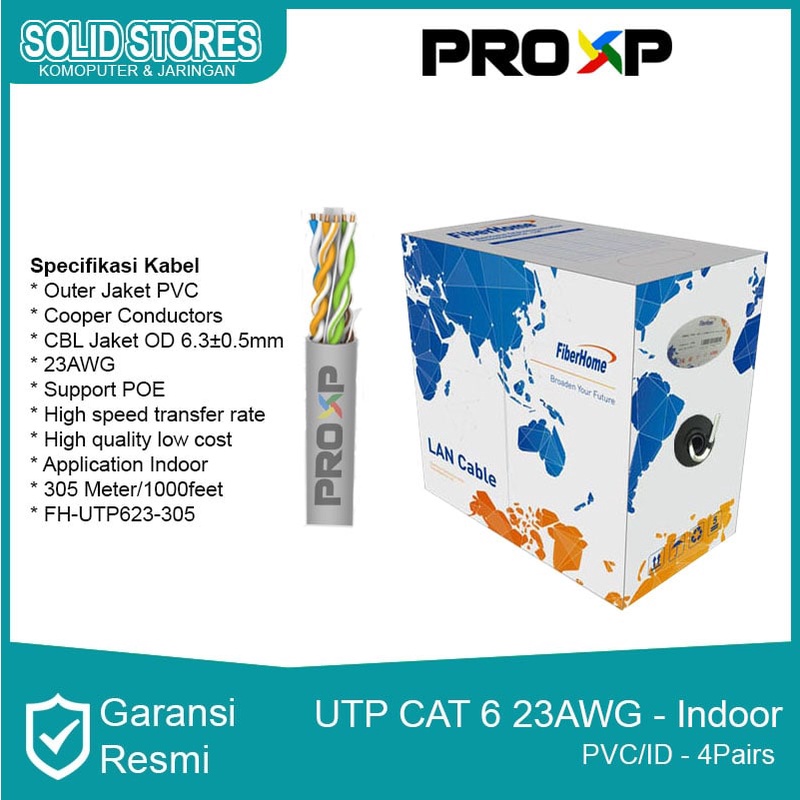 Jual Kabel LAN UTP Indoor CAT 6 23AWG FiberHome 305 Meter | Shopee ...