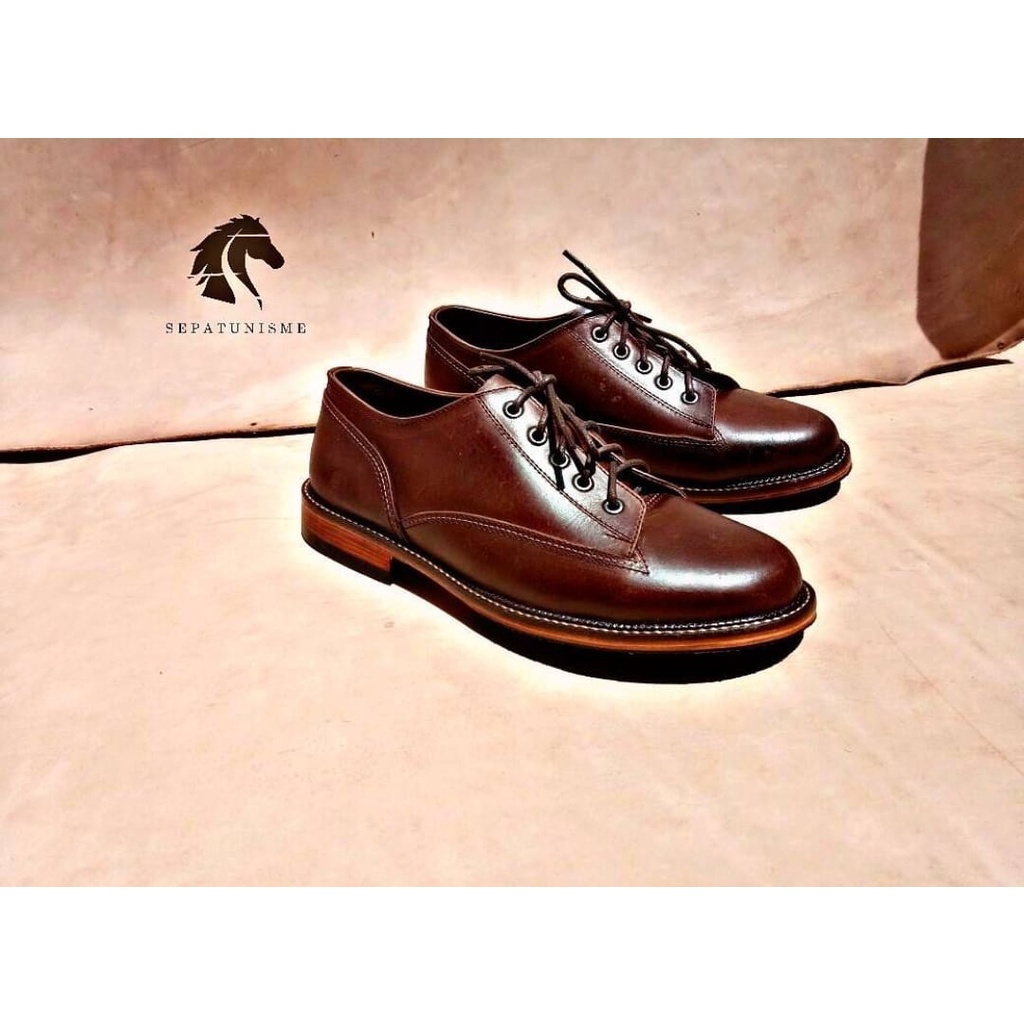Jual Sepatu Kulit Sapi Tipe Fullgrain Derby Warna Hitam Handmade ...