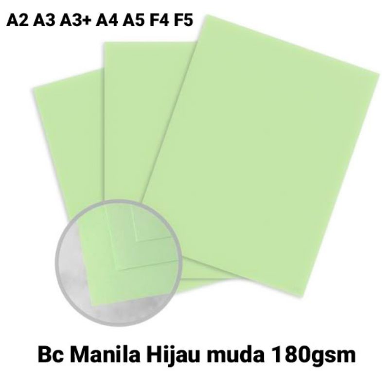 Jual Kertas Bc Manila Hijau Muda 180gsm A2 A3+ A3 A4 A5 A6 F3 F4 F5 ...