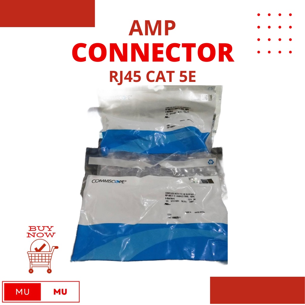 Jual AMP Connector RJ45 Cat 5e Original (isi 50pcs) | Shopee Indonesia